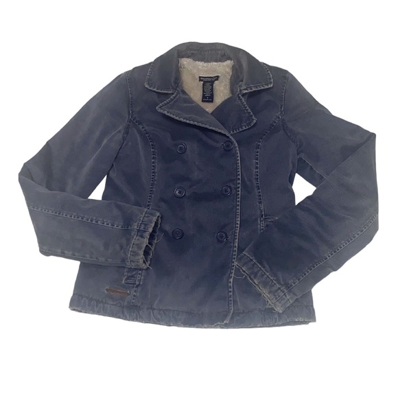 Abercrombie & Fitch | Jackets & Coats | Abercrombie And Fitch Faux Fur Lined Gray Denim Double ...